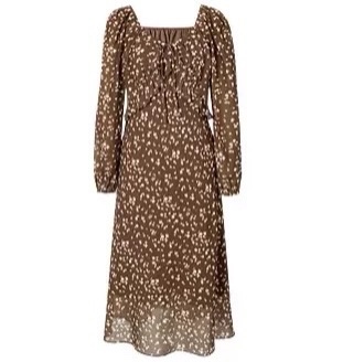 法式V领田园风连衣裙长裙碎花裙