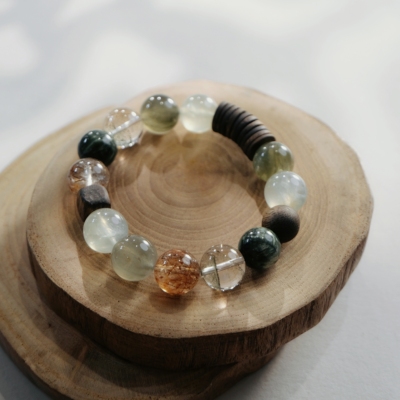 【春和景明2.0】天然水晶原创手链绿幽灵绿龙晶奇楠沉香黑金超七