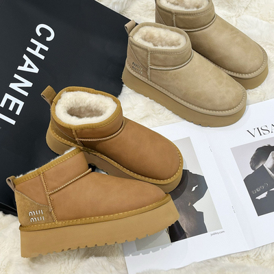 。雪地靴2024冬厚底加绒短筒靴套筒保暖时尚大棉靴女靴8913