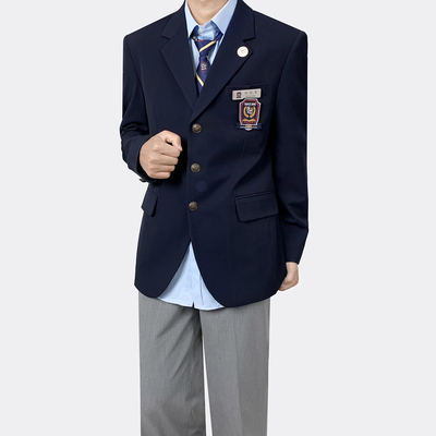 清潭国际高中制服DK深蓝色西服外套男韩系学院风同款男高预备校服