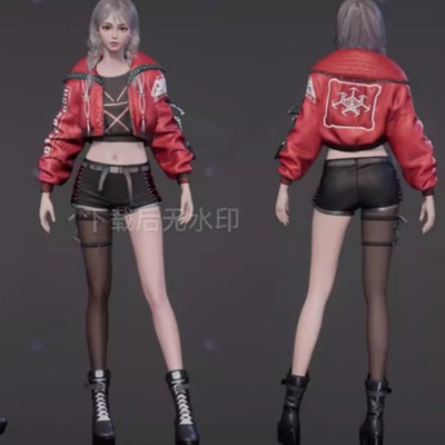 MAYA影视级科幻风赛博朋克女孩模型四边面Blender带骨骼绑定贴图