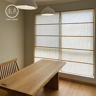 茶室民宿罗马帘亚麻遮光日式