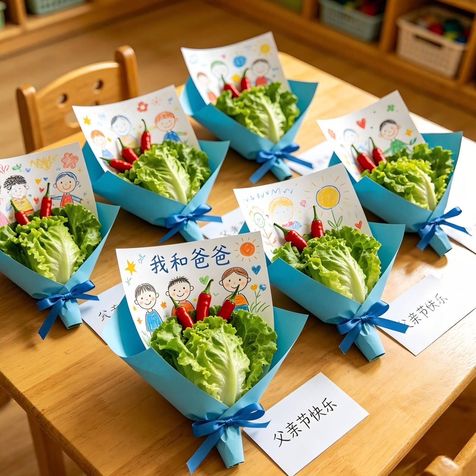 【老爸专属】父亲节礼物幼儿园活动送爸爸花束礼物生菜diy包装纸