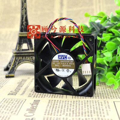 原装 台湾AVC 7020 12V 0.30A 双珠 DA07020B12M 4线CPU散热风扇