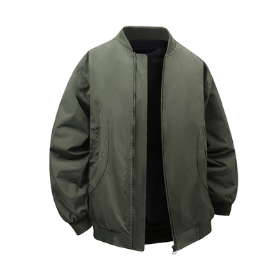 BUFFALO BOUND美式飞行夹克男军绿色棒球领拉链防风外套休闲