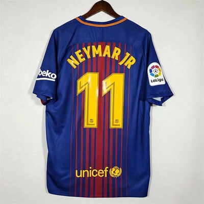 17 18  Barcelona Retro MESSI SUAREZ NEYMAR JR Soccer Jersey