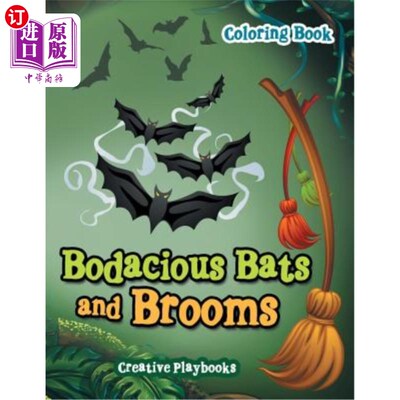 海外直订Bodacious Bats and Brooms Coloring Book 大胆的蝙蝠和扫帚着色书