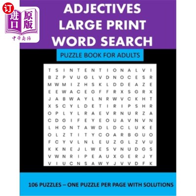 Adjectives: Large Print Word Search Puzzle Book For Adults 形容词：大号印刷文字搜索成人益智书【中商原版】【中商原版】