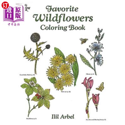 海外直订Favorite Wildflowers Coloring Book 最喜欢的野花着色书