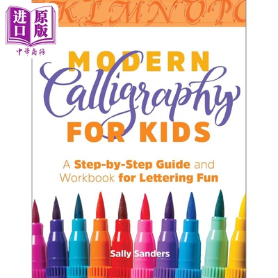 英文原版 现代儿童书法 趣味书写步骤指南和练习册 Modern Calligraphy for Kids Workbook 英语花体字手写【中商原版】