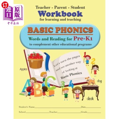 海外直订Teacher-Parent-Student Workbook for Learning and Teaching Basic Phonics 教师-家长-学生基本语音学习和教学手