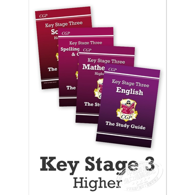 英国CGP原版 KS3 Revision Guid 课程复习指南4册 英语English 拼写标点语法 数学Maths 科学 11-14岁 含答案【中商原版】