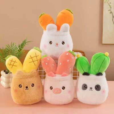 八寸毛绒玩具夹机仙人掌抓机娃娃公仔花盆熊皮玩偶布娃娃礼品水豚