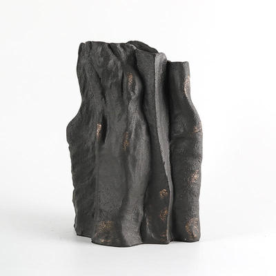 创意不规则仿现代花瓶摆件侘寂风艺术家居做旧石块花器插花装饰品