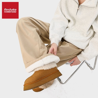 华菲型美式褶皱加绒冲锋休闲裤男