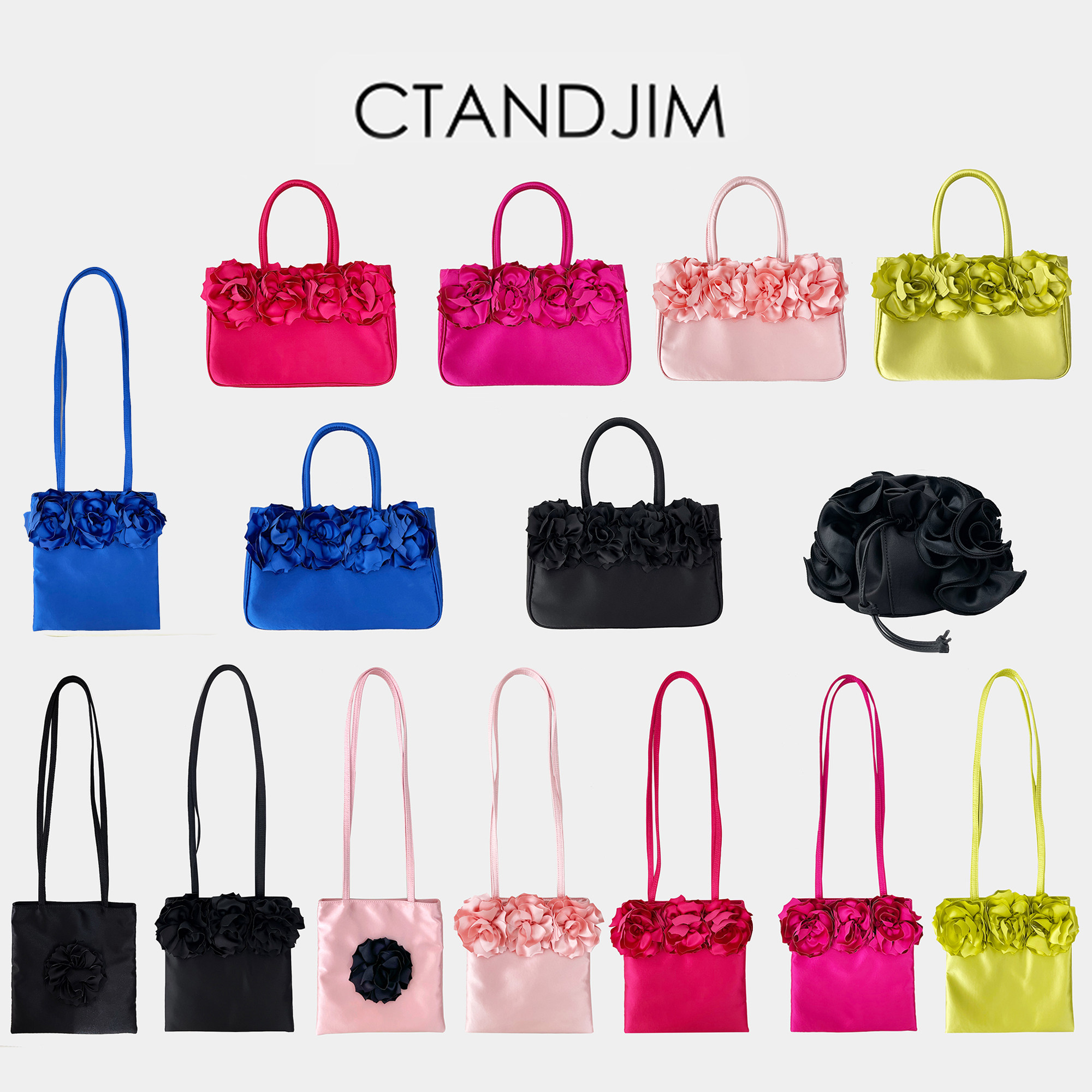 CTANDJIM浪漫法式缎面花朵腋下包 托特包 手提包