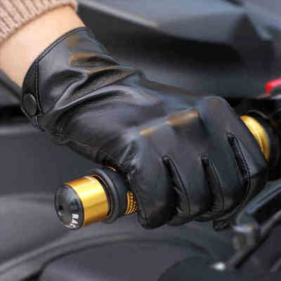 羊皮加绒保暖绅士风户外触屏手套