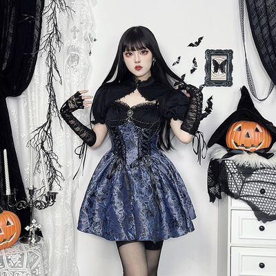 欧美哥特式暗黑风宫廷礼服连衣裙