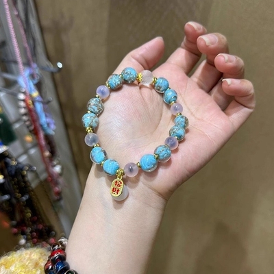 糖心玛瑙夜光平安扣手链