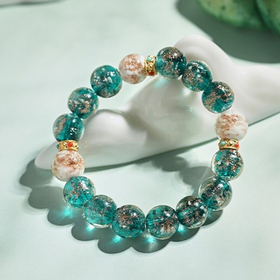 上新了故宫只此青绿国风金沙琉璃手链清新夜光手串高颜值diy