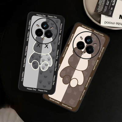 适用Realme真我14Pror手机壳皮纹14Pror+保护套印花卡通可爱小熊情侣轻奢爆款潮创意男女定制ins风