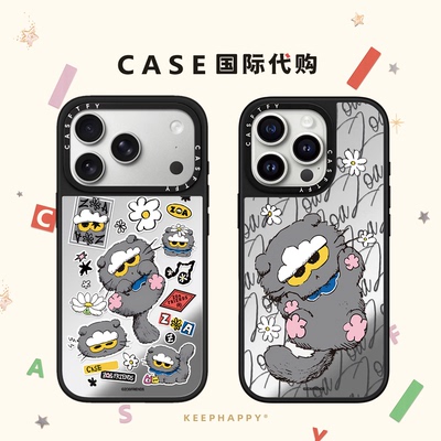 CASF联名权志龙ZO&FRIENDS灰猫咪适用iphone17手机壳16promax苹果15pro镜面MagSafe磁吸14plus卡通13可爱Air