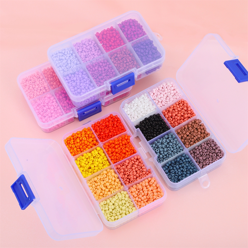 3mm玻璃实色米珠材料包套装手工diy串珠散珠子饰品自制手链流苏_虎窝淘