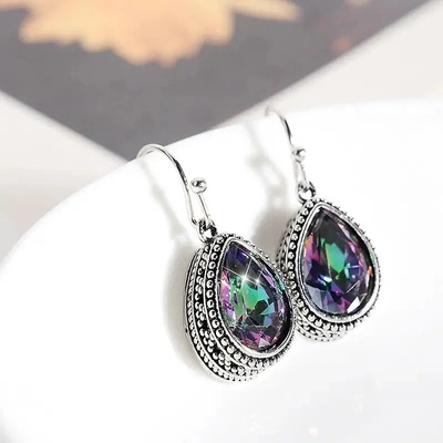 Waterdrop Multi-colored Cubic Zircon Dangle Earrings