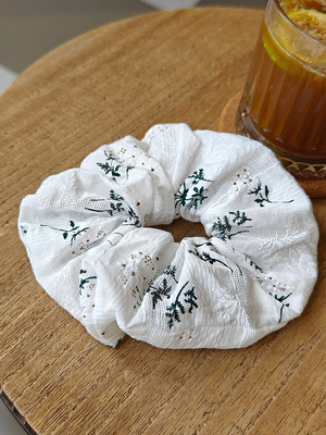 【两件75折】Dokidoki自制清新小雏菊印花纯棉大肠卷发圈简约头饰