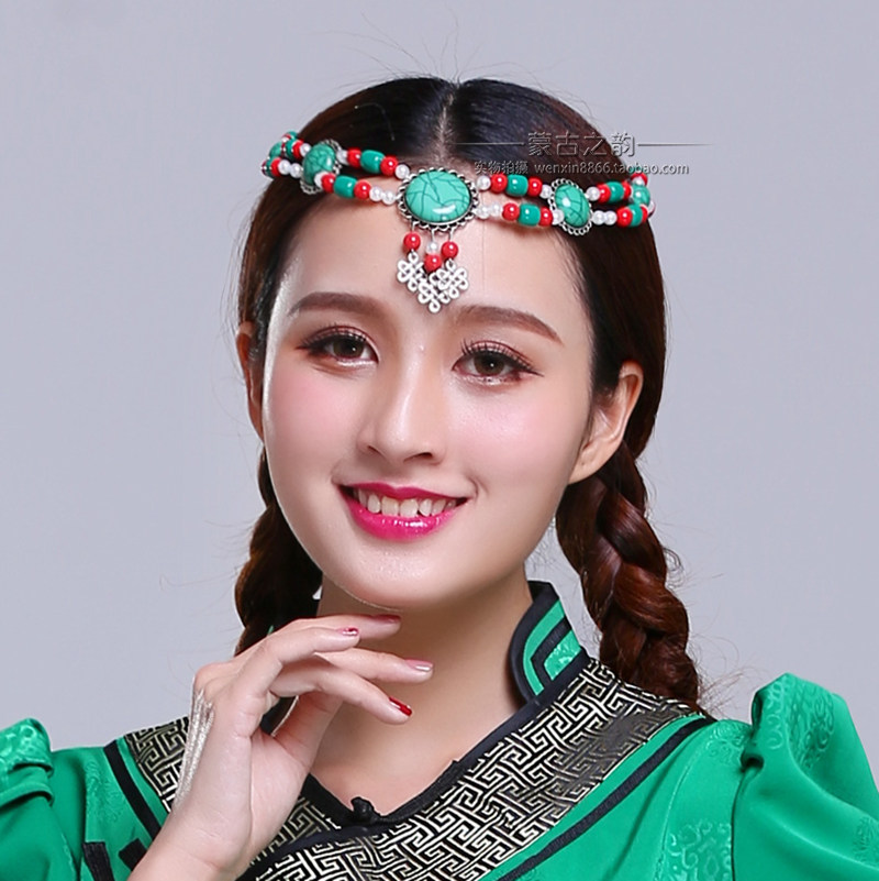 女士蒙古族头饰儿童舞蹈演出手工串珠子蒙古服装专用佩饰新娘头饰