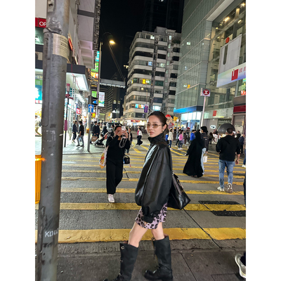 NanaByNana【罗萨街区】压光工艺双面穿立领夹克女春休闲格纹外套