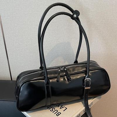 复古红色手提保龄球包包女2024新款潮时尚韩国腋下包大容量通勤包