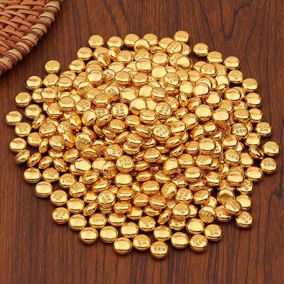 实心仿真合金小金豆小福豆装饰品金色大米小金块金属工艺品小摆件