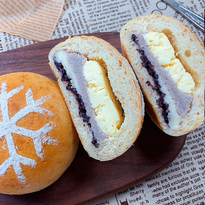 焙夫熊猫 紫米芋泥奶酪软欧全麦面包 营养早餐米欧包180g