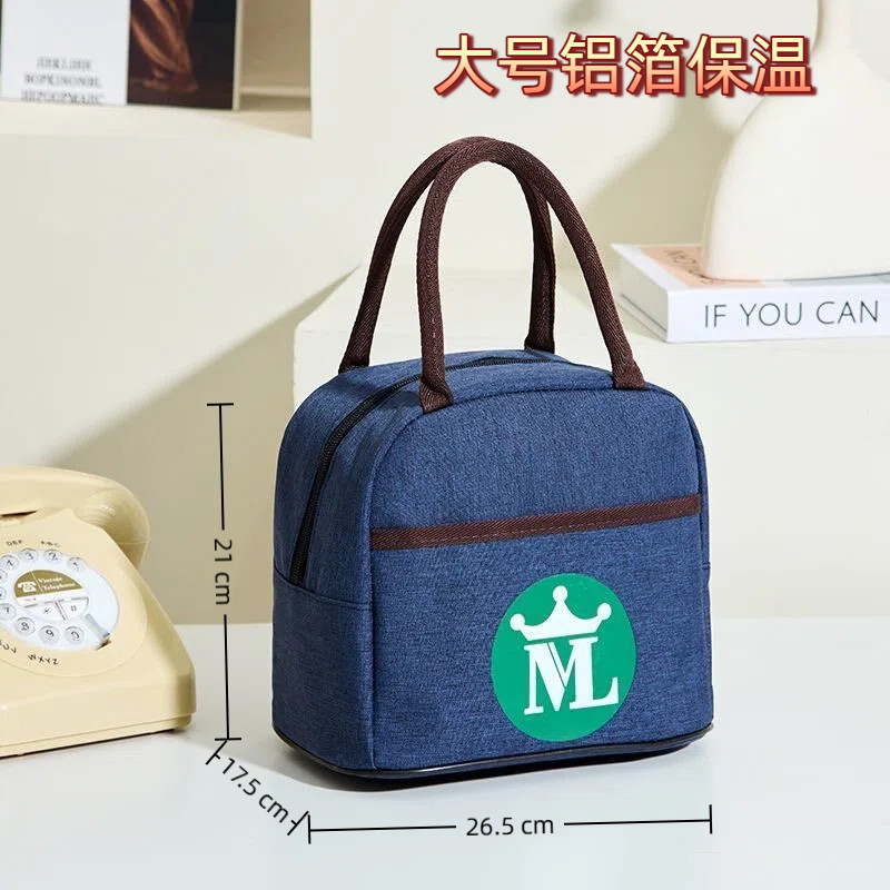 新款加厚牛津布手提带饭包便当包上班族手拎袋小布包铝箔包保温袋