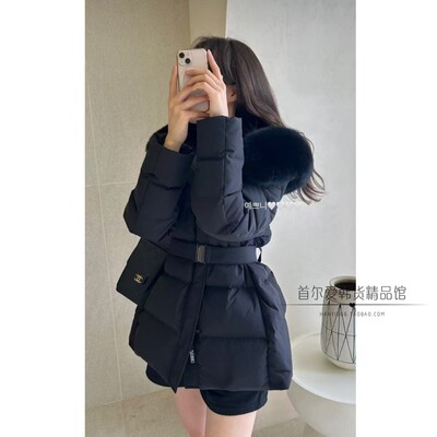 韩国代购狐狸大毛领短款羽绒服