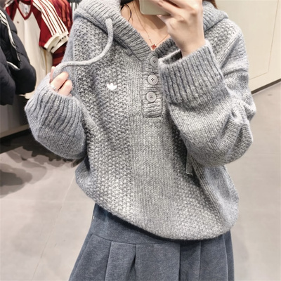 Adidas阿迪达斯三叶草 女子针织连帽运动套头衫毛衣KS5967 KS5968
