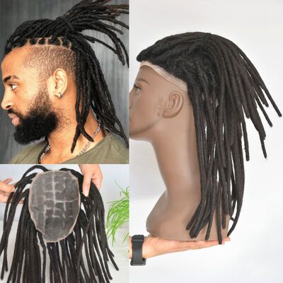 脏辫男士假发发块10X8In全蕾丝真人发dreadlocks hair toupee