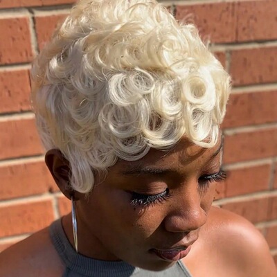 6inch Chic Curly Wave Short Curly Human Hair Wig爆款机制发套