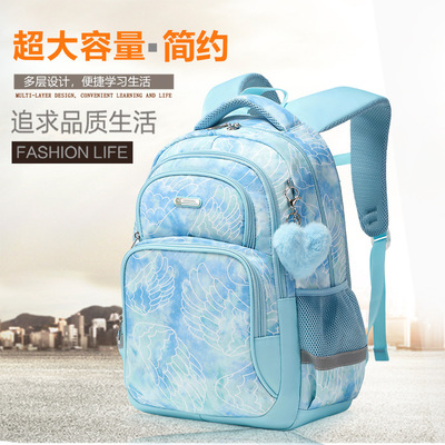 2026新款小学生书包绿色翅膀轻便1-3年级儿童护脊肩负双肩背包女