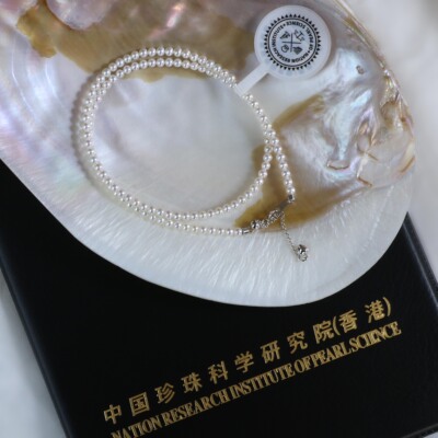 【可乐优选】s925银3-4mm淡水baby珍珠项链(带香港天女大证)