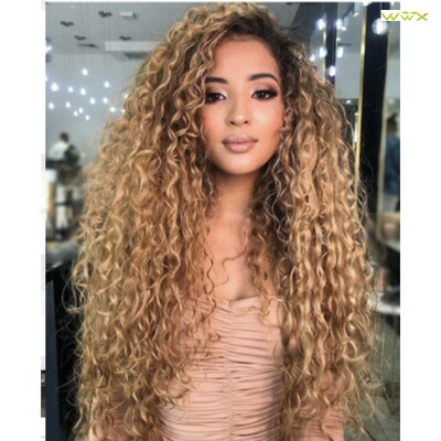 Wig women's African small curl wig gradient color Headcover