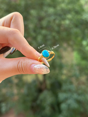 天然美国原矿绿松石S925纯银戒指 开口可调节
