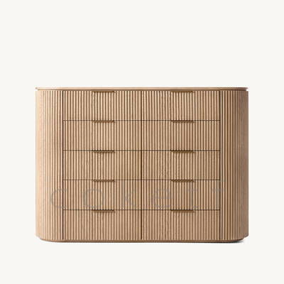 RH BYRON美式乡村实木卧室10斗柜侘寂风橡木收纳柜墙边柜设计师款