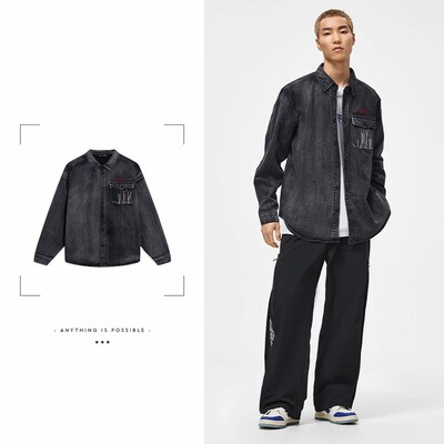 时尚潮流宽松水洗牛仔衬衫