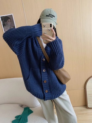 韩系双口袋大外套羊毛马海毛有毛感不扎人连帽中长款拿捏慵懒感