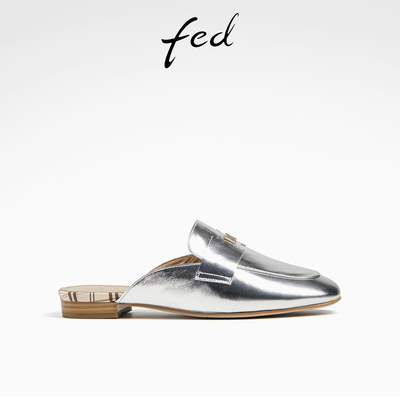 fed后空单鞋夏季新款女鞋银色包头凉拖鞋气质穆勒鞋女D0525-ZF011