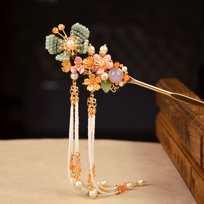 裳容古风双流苏汉服发簪头饰新中式婉约气质明制唐风古装发饰簪子