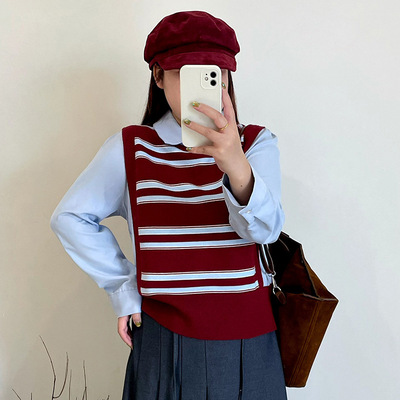 大码女装撞色polo领拼接毛衣2025冬胖mm显瘦假两件针织衫女23667