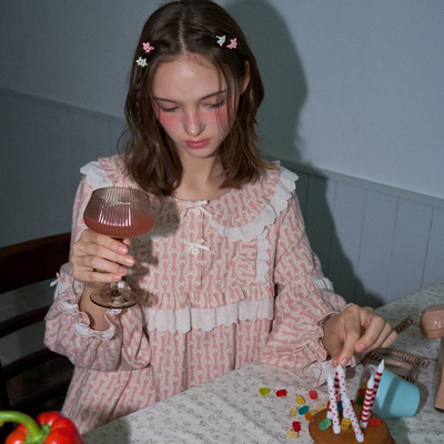 ULLALA韩国磨毛纯棉甜美家居服女